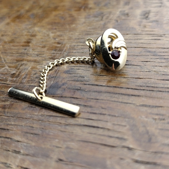 SWANK | Accessories | Vintage Swank Tie Tack Red Stone With Chain Gold ...